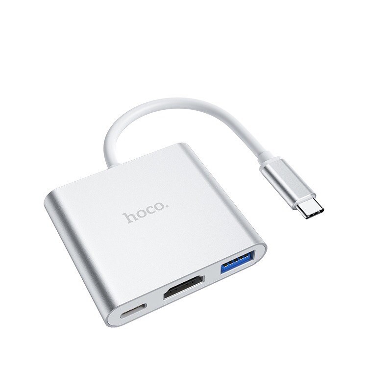 Hoco HB14 Easy use Type-C adapter (Type-C to USB3.0+HDMI+PD) ของแท้ 100% | Shopee Thailand