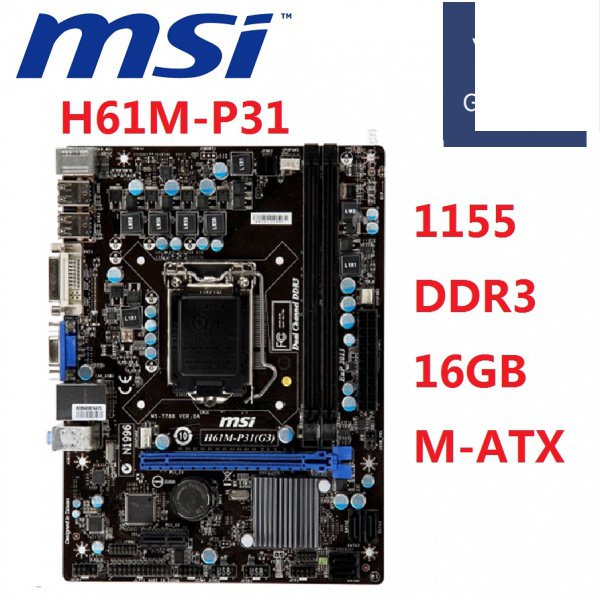Placa Mãe MSI H61M-P31 original DDR3 LGA 1155 H61 H61M De Desktop Usado b75 I3 I5 I7 OHXS ...