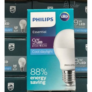 Philips Essential LED Bulb 9W หลอดไฟ ฟิลิปส์ รุ่นประหยัด 9วัตต์ ขั้ว E27 หลอดLED แสงขาว Daylight ...