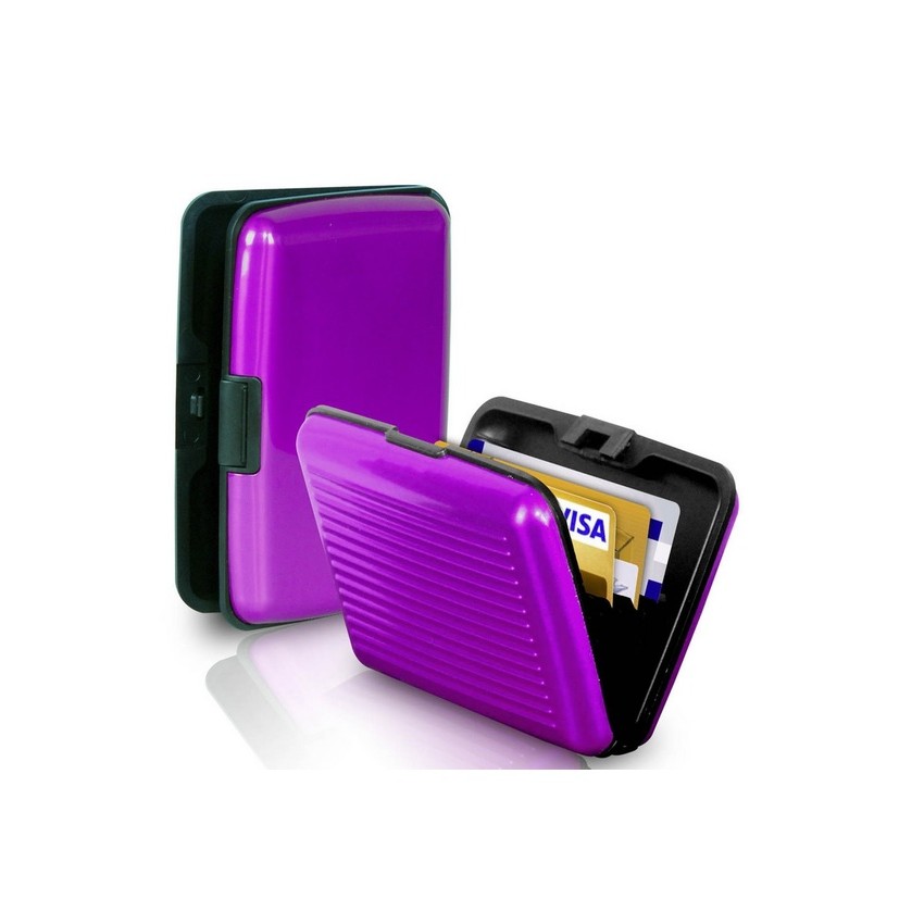 Wallet กระเป๋าอลูมิเนียมเก็บนามบัตร Security Credit Card (สีม่วง ...