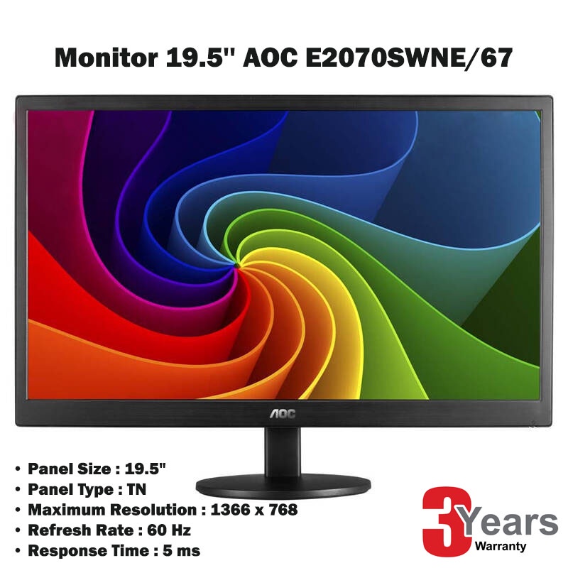 Monitor 19.5'' AOC E2070SWNE/67 /AOC E2070SWNE/71 ประกันสินค้า 3ปี ...