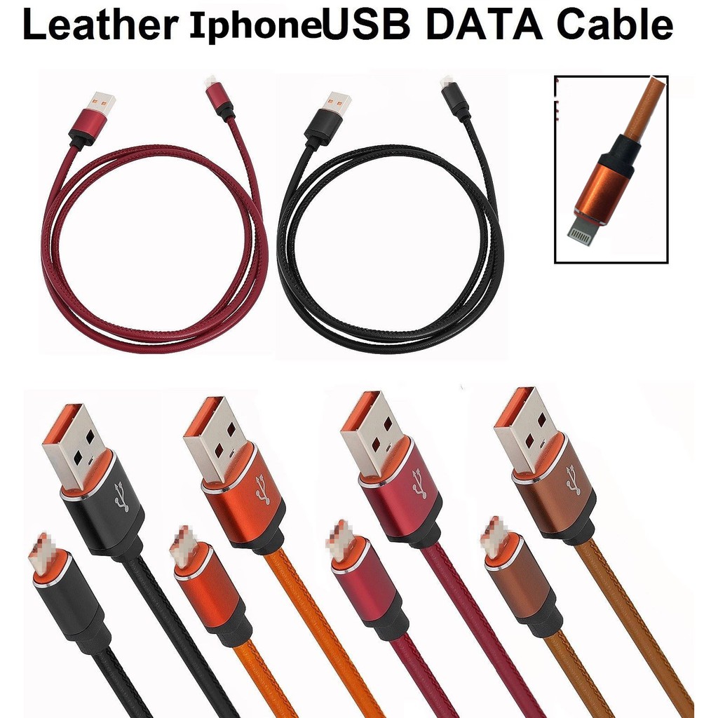 1m Leather Cover Fast Charging Cord Lightning USB Cable | Shopee Thailand
