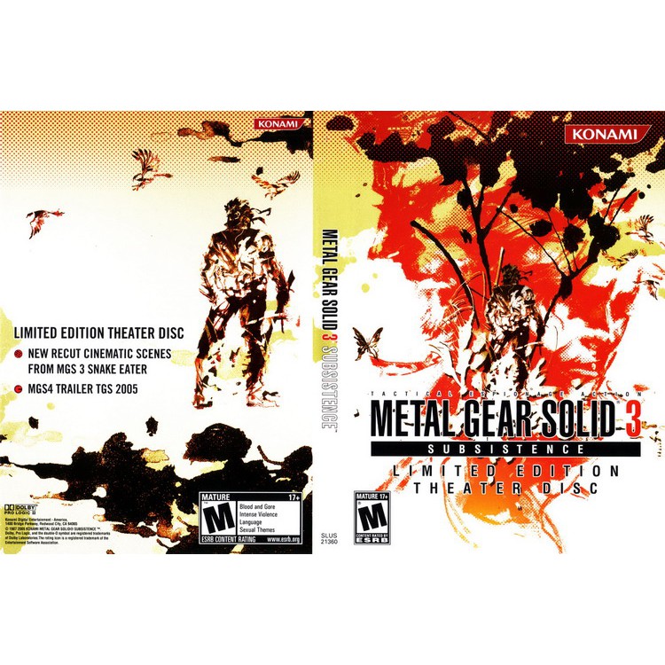 METAL GEAR SOLID 3 SUBSISTENCE LIMITED EDITION THEATER DISC [PS2 US ...