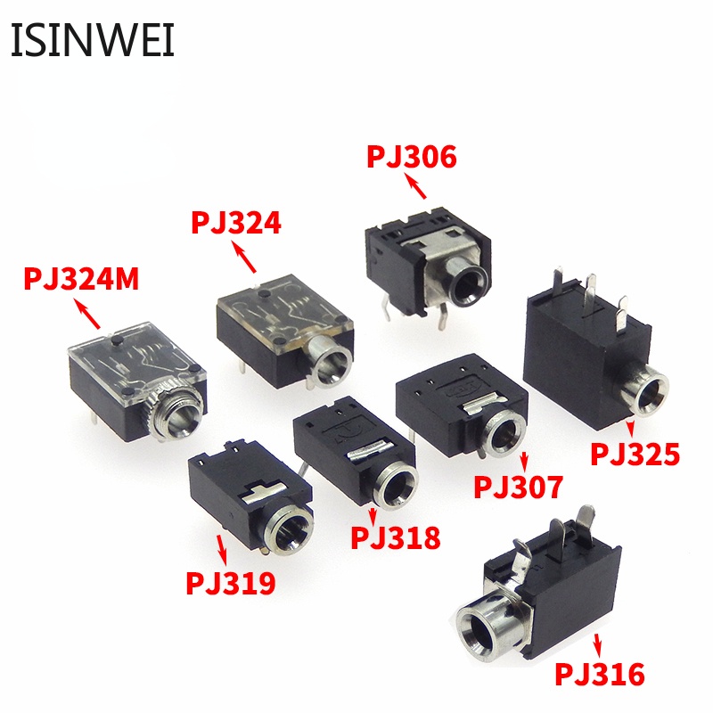 ซ็อกเก็ตแจ็คเชื่อมต่อเสียง PCB PJ-306 PJ-307 PJ-316 PJ-318 PJ-319 PJ ...