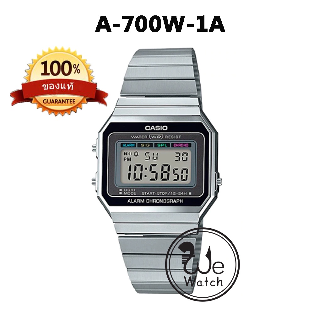 CASIO รุ่น A-700W series นาฬิกาผู้ชาย สายสแตนเลส รับประกัน1ปี A700WMG ...