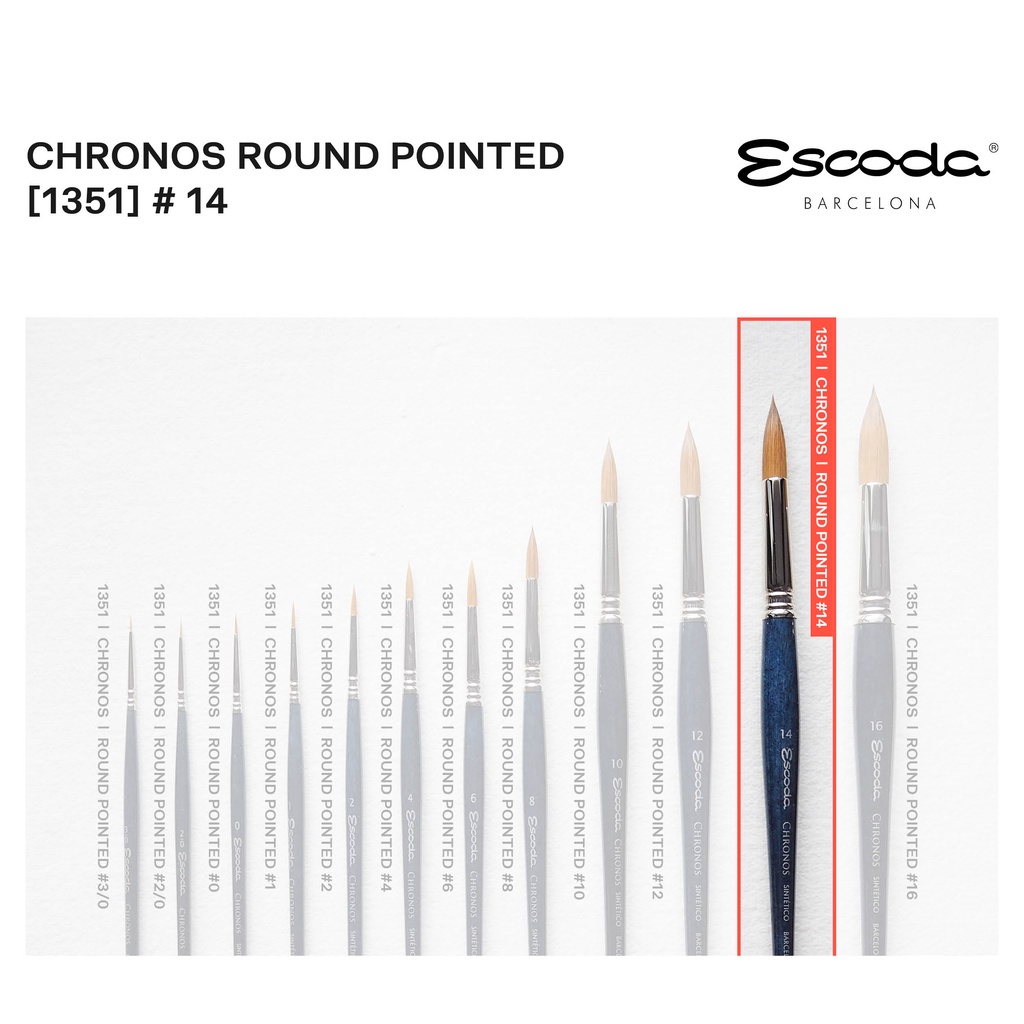 ESCODA พู่กัน สีน้ำ สีอคิลิค หัวกลมขนสัตว์ (Red Sable) CHRONOS ROUND POINTED TORAY-R MIX ...