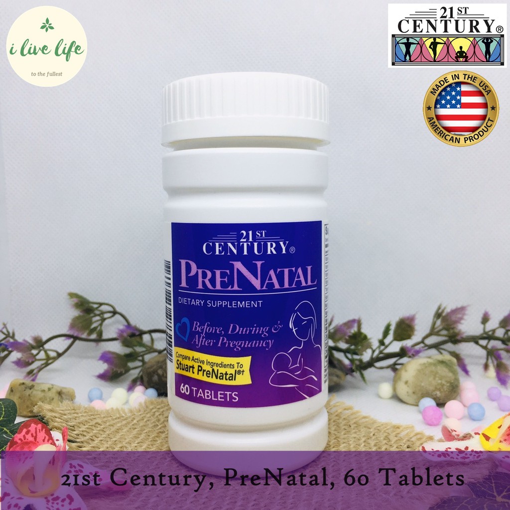 วิตามินเตรียมตัวตั้งครรภ์ PreNatal, 60 Tablets - 21st Century | Shopee ...