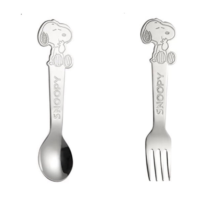 Snoopy cutlery stainless spoon & Fork peanut OSK ช้อนส้อมสแตนเลส สนูปปี้ ขนาด 14cm. สินค้า ...