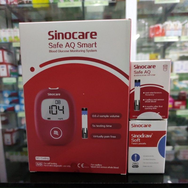 เครื่องตรวจวัดระดับน้ำตาลในเลือด Sinocare รุ่น Safe AQ Smart | Shopee Thailand