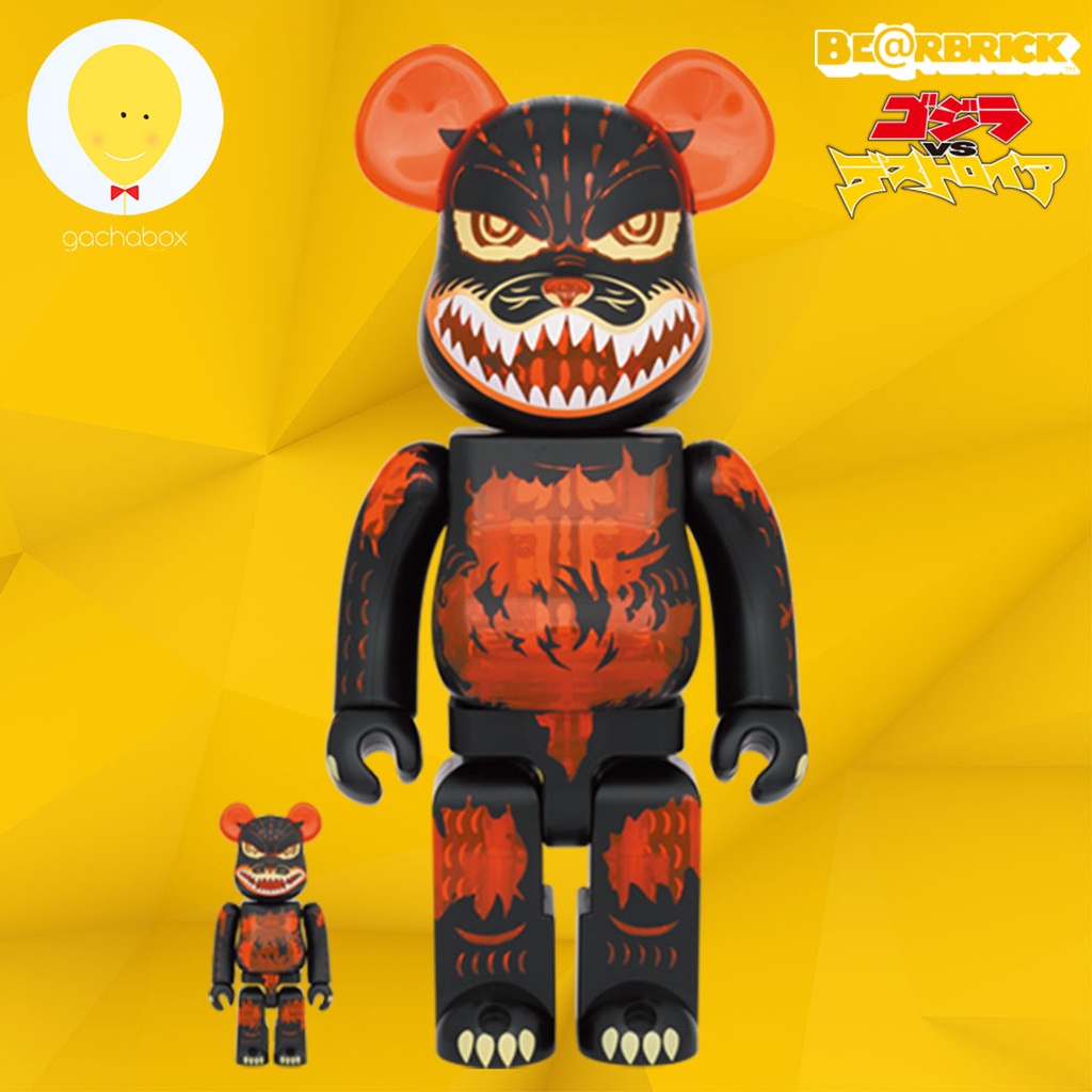 gachabox Bearbrick Godzilla VS Destroyer Clear Orange version 100%+400% ...