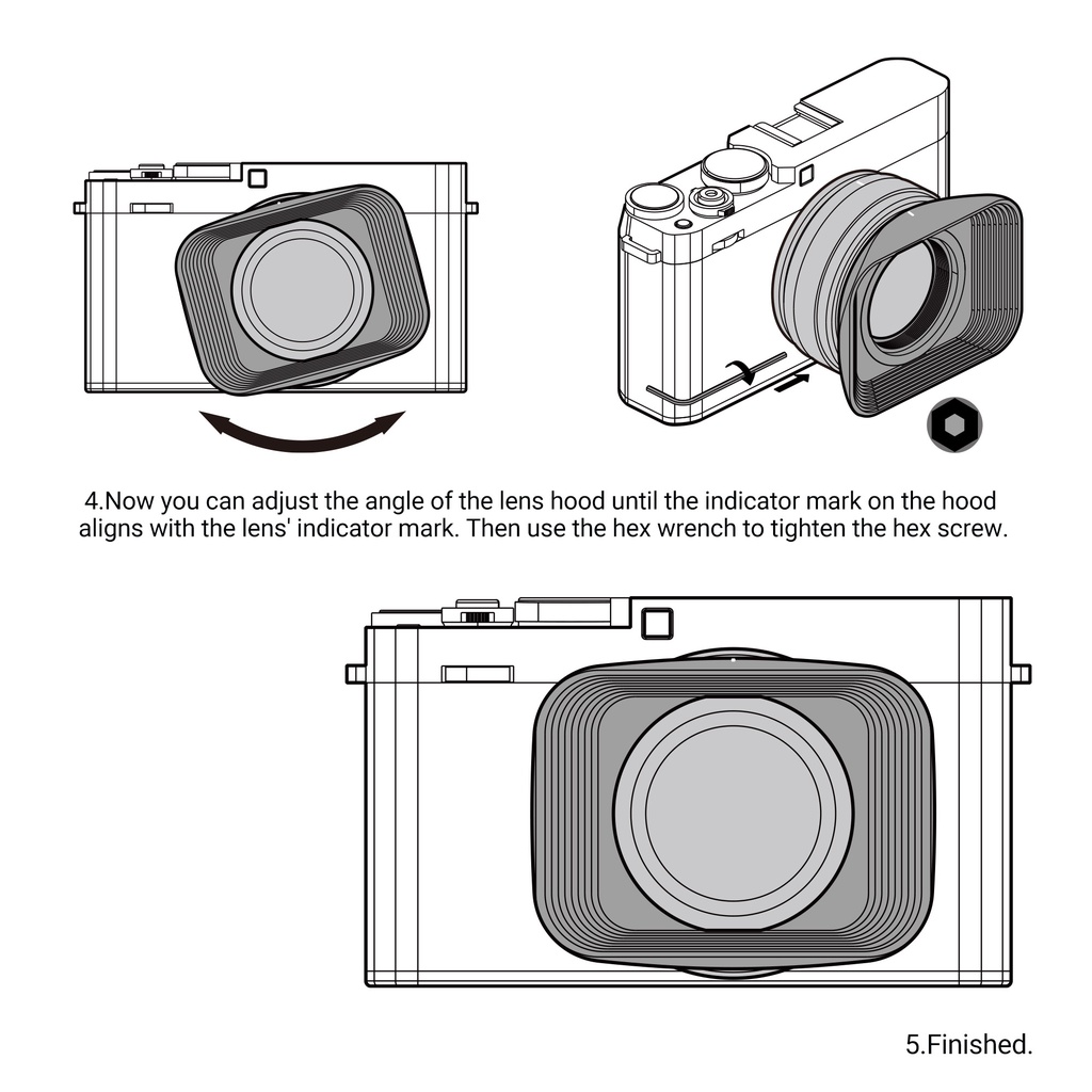 JJC LH-JXF27F28 อลูมิเนียมสแควร์เลนส์เปลี่ยน LH-XF27 สำหรับ Fuji ...
