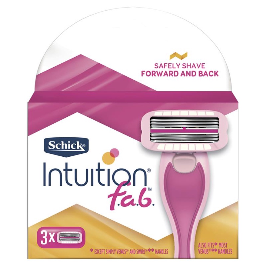 Schick Intuition F.A.B. Refill 3 Pack โกนเร็ว ไม่บาด ใบมีดเซฟตี้ Schick ...