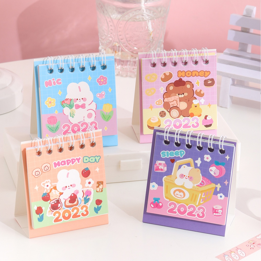 Imoda ปฏิทินตั้งโต๊ะ ขนาดเล็ก แบบพกพา ลายการ์ตูนสัตว์น่ารัก 2023 1 ชิ้น ...