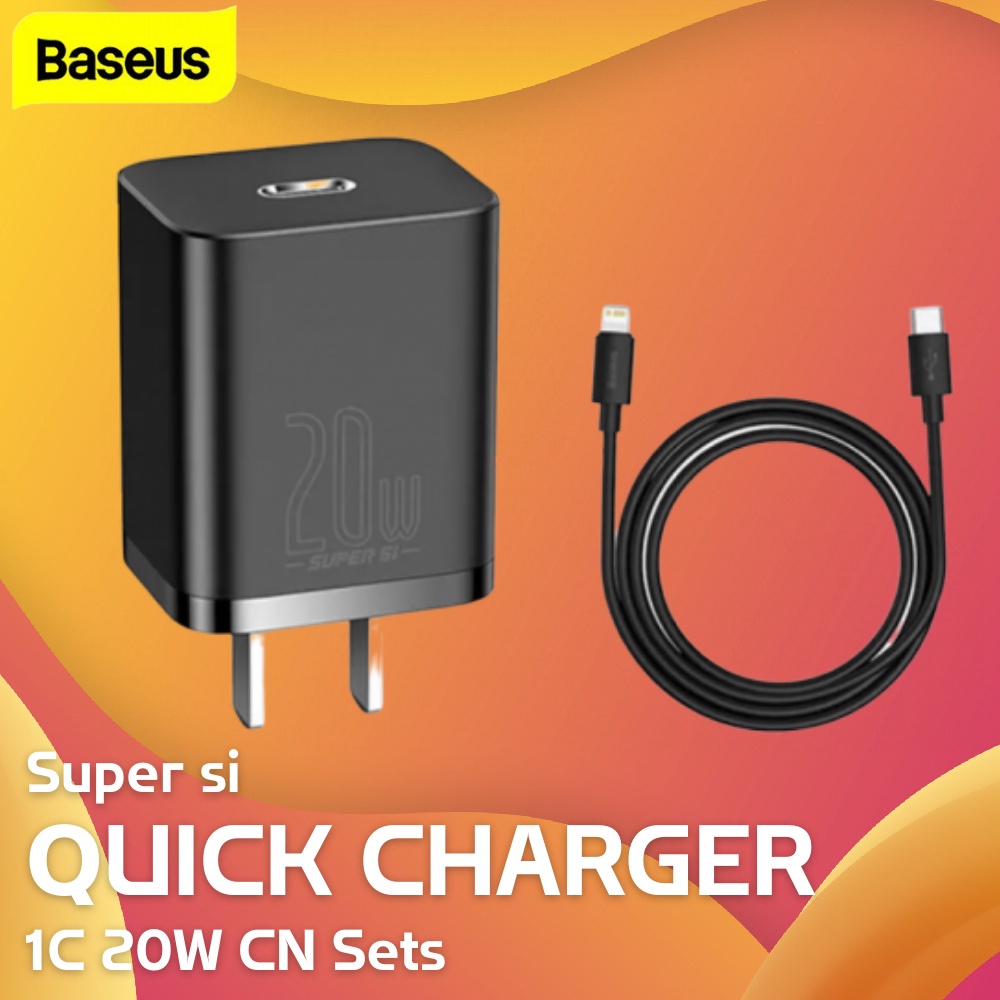 Baseus หัวชาร์จเร็ว + สายชาร์จเร็ว Super Si Quick Charger 1C 20W CN ...