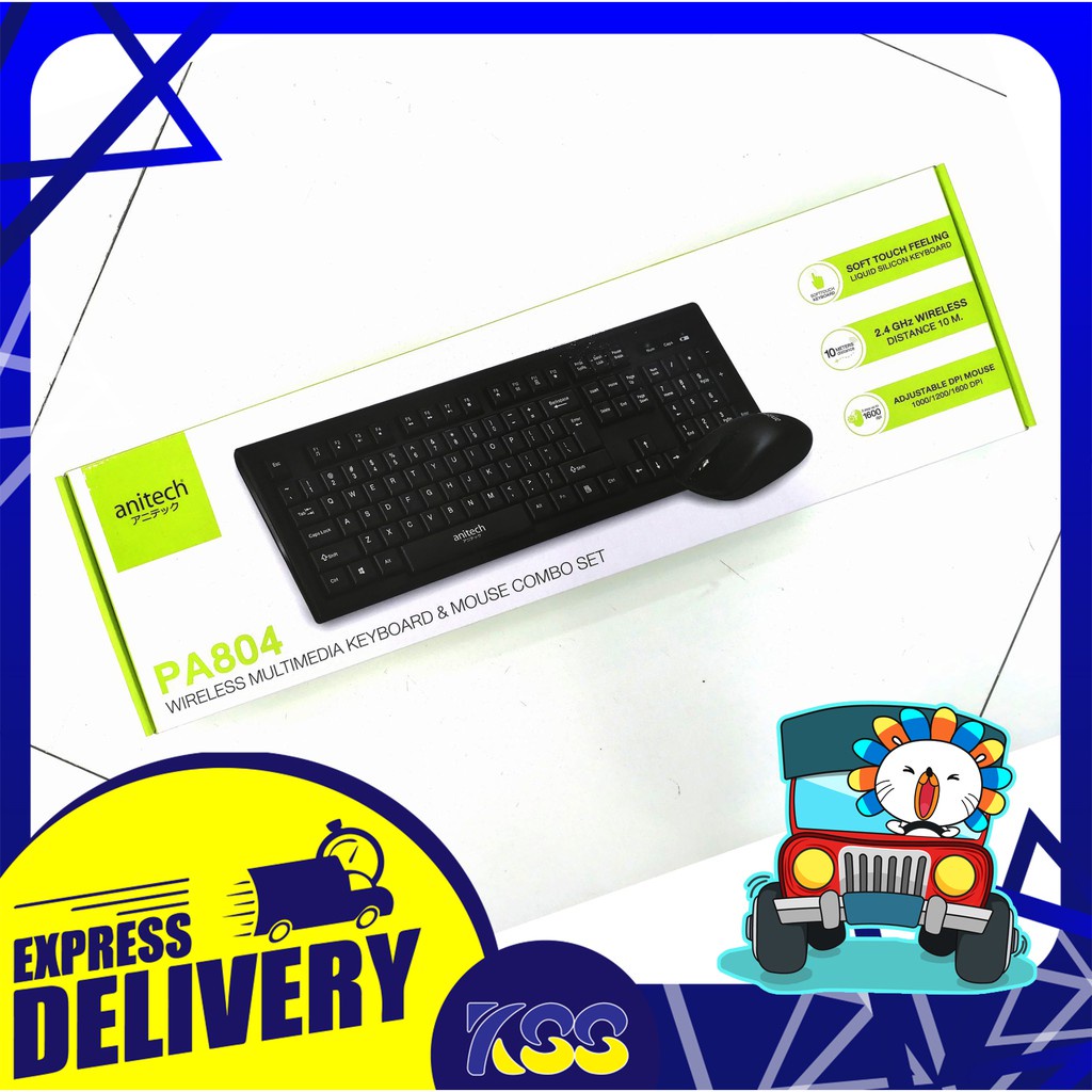 ac ชุดเมาส์+คีย์บอร์ดไร้สาย Anitech Wireless Keyboard and Mouse Combo ...