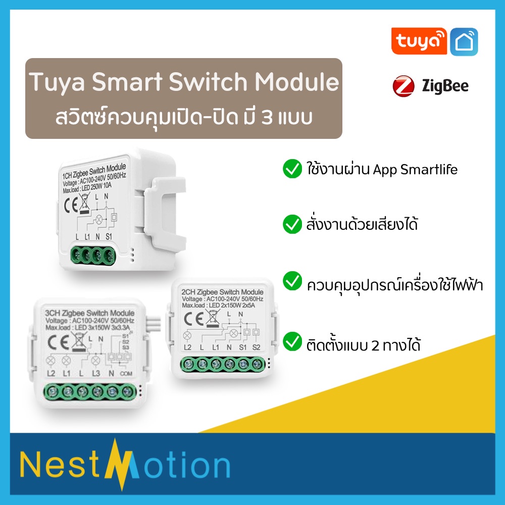Tuya Smartlife Zigbee Wall Switch Module 1C/2C/3C with N Line โมดูล Zigbee สมาทสวิท ฝังหลังกำแพง ...