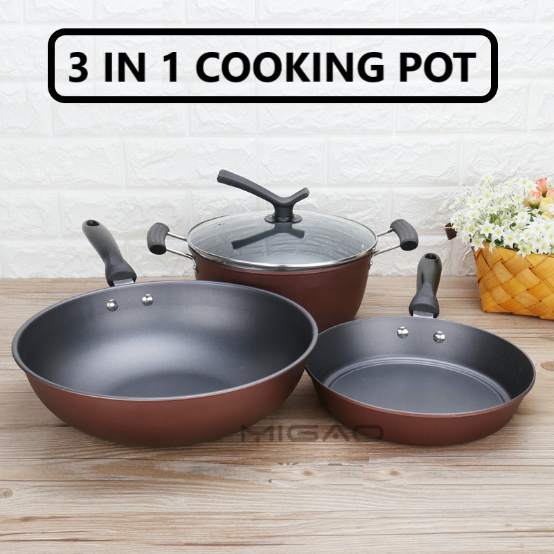 3 in 1 Multipurpose Cookware wok pot and pan 32 inch 24 inch with lid ...