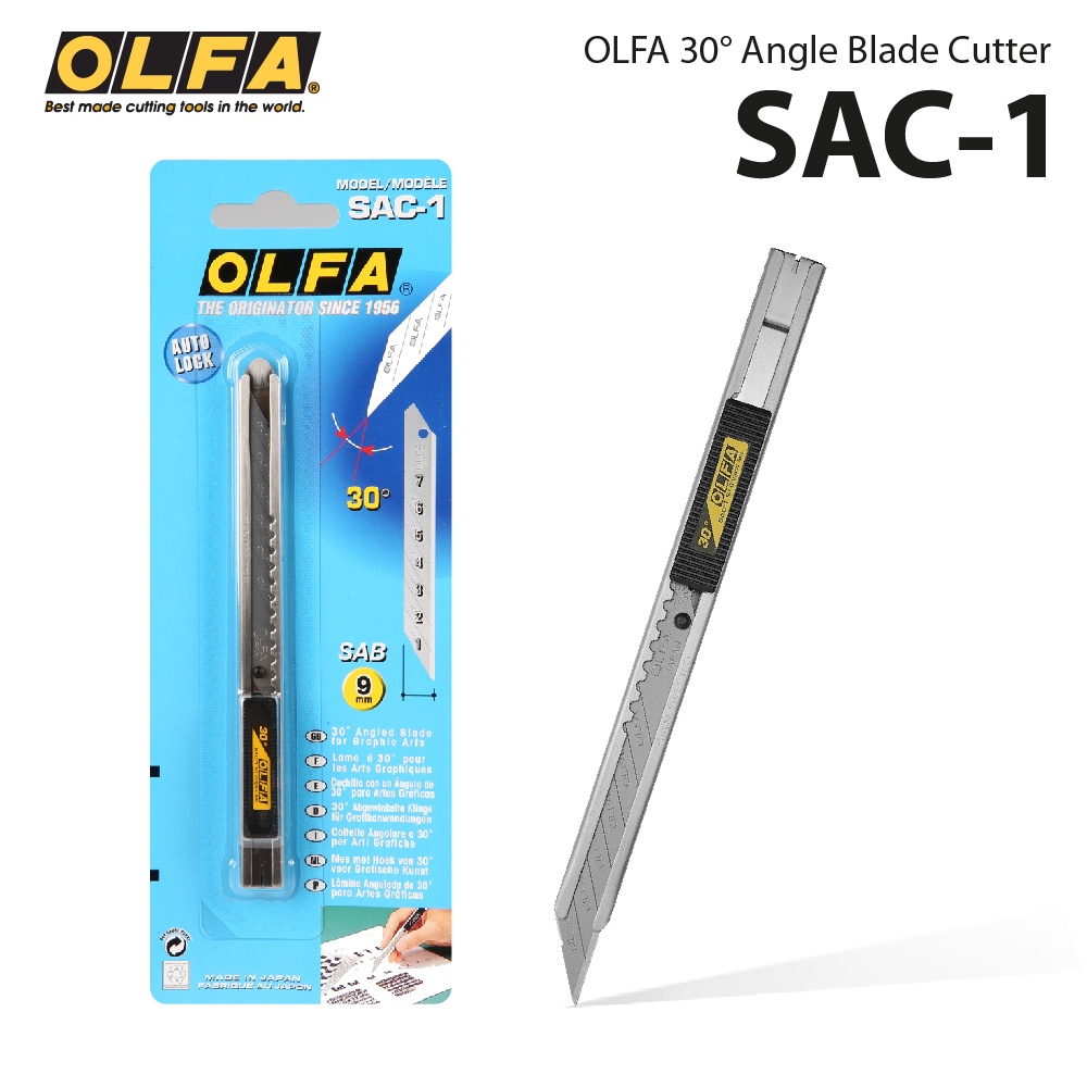 คัตเตอร์ ขนาดเล็ก ใบเอียง 30 องศา OLFA รุ่น SAC-1 (คัทเตอร์ Cutter) / ใบมีด OLFA รุ่น AB-6 [S24 ...