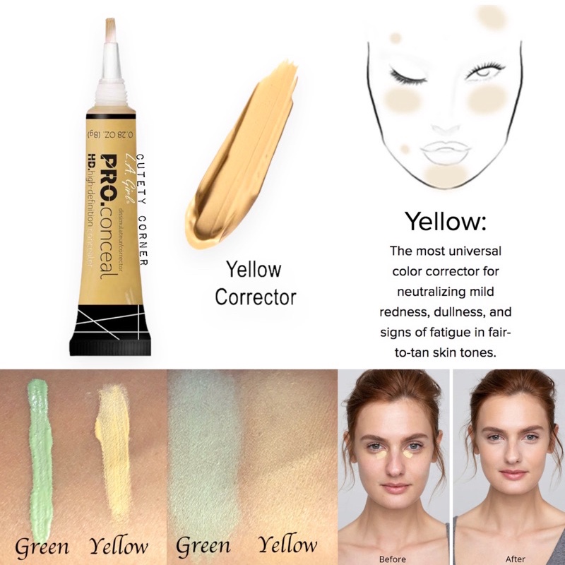L.A. Girl Pro.conceal HD.high-definition Concealer - Yellow Corrector คอร์เรคเตอร์สีเหลือง ...