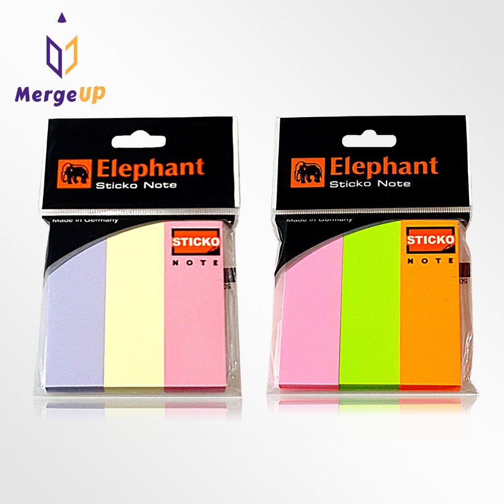 [แพ็ค 3 ชิ้น] กระดาษโน๊ตกาวในตัว 1X3 ELEPHANT สีพาสเทล สีนีออน Sticky ...