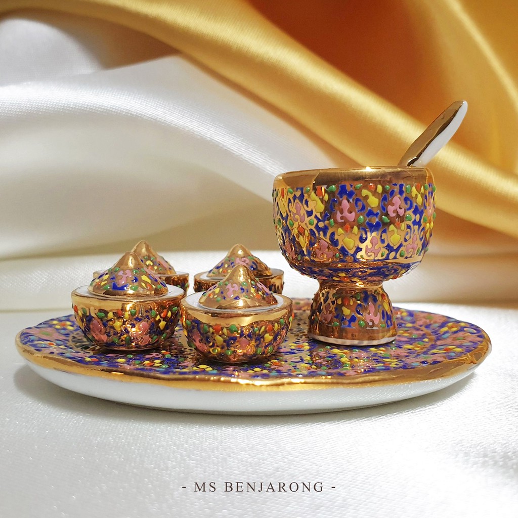 ชุดอาหารเบญจรงค์ จิ๋ว | Miniature Benjarong Set | Shopee Thailand