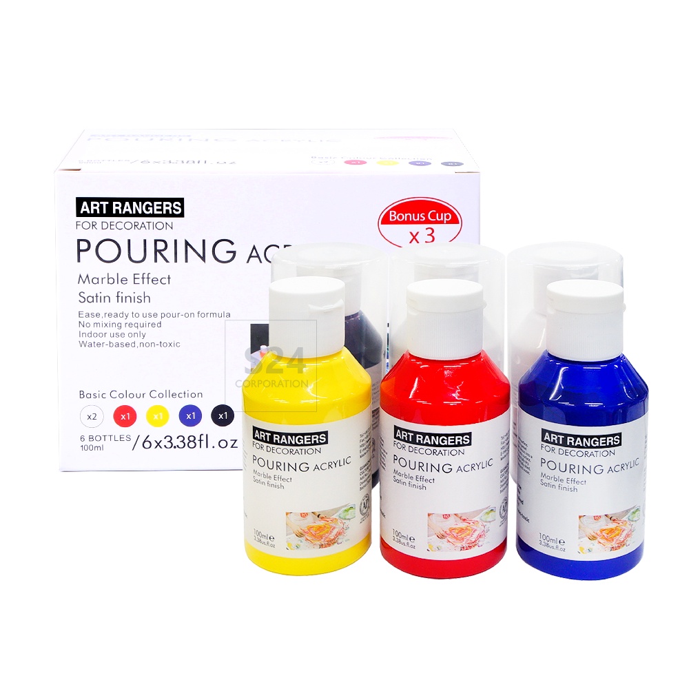 สีอะคริลิค Pouring Acrylic ART RANGERS ชุด 6 สี (100ml) PMA06100R-1 เท ...
