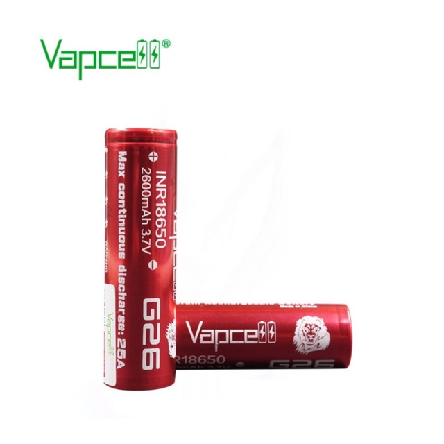 Battery Vapcell G26 INR18650 2600mAh 25A ของแท้แพค2ก้อน พร้อมกระเป๋าใส่ ...