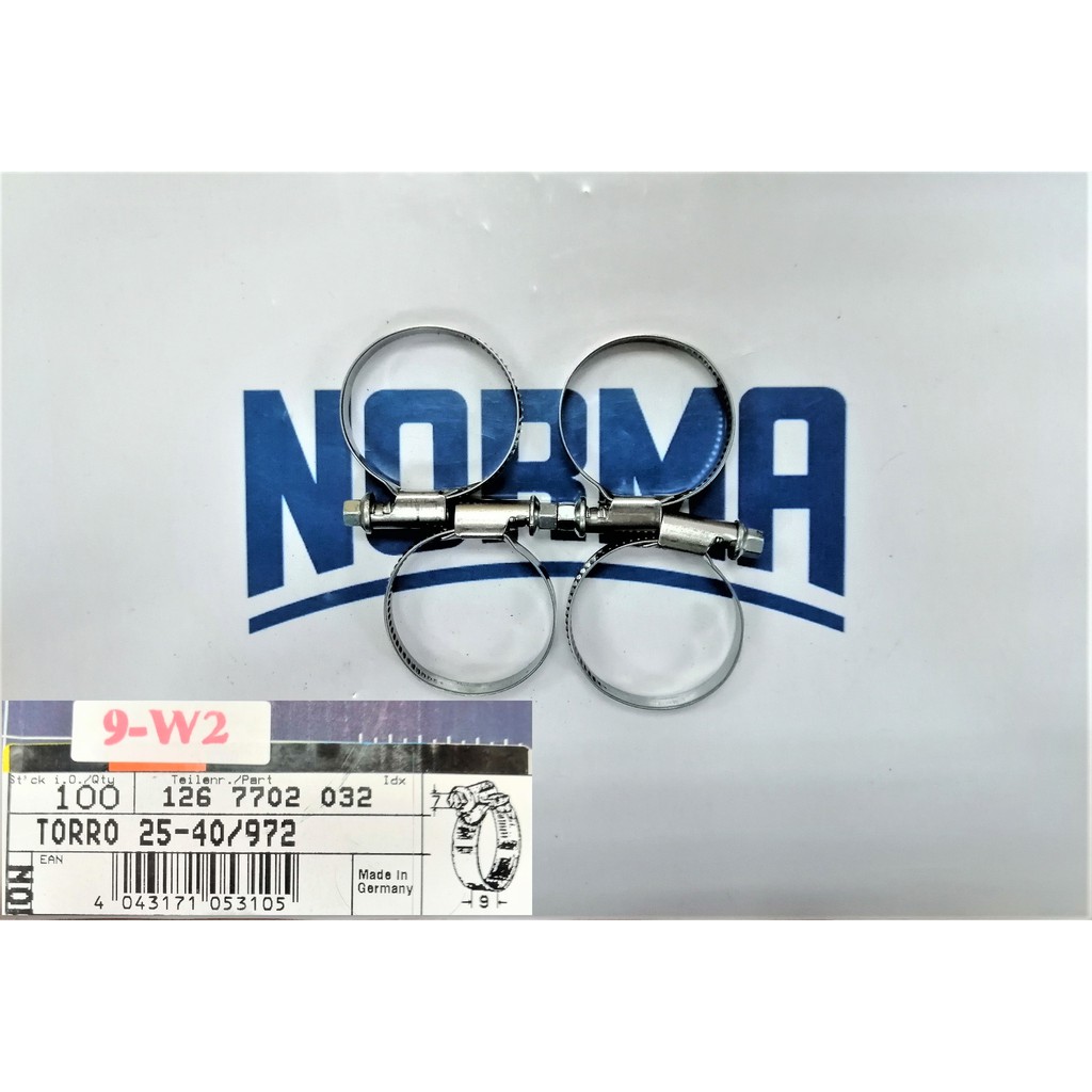 เหล็กรัดท่อสเตนเลส เข็มขัด NORMA W2-9 (8-12)-(130-150) NORMA TORRO W2 ...