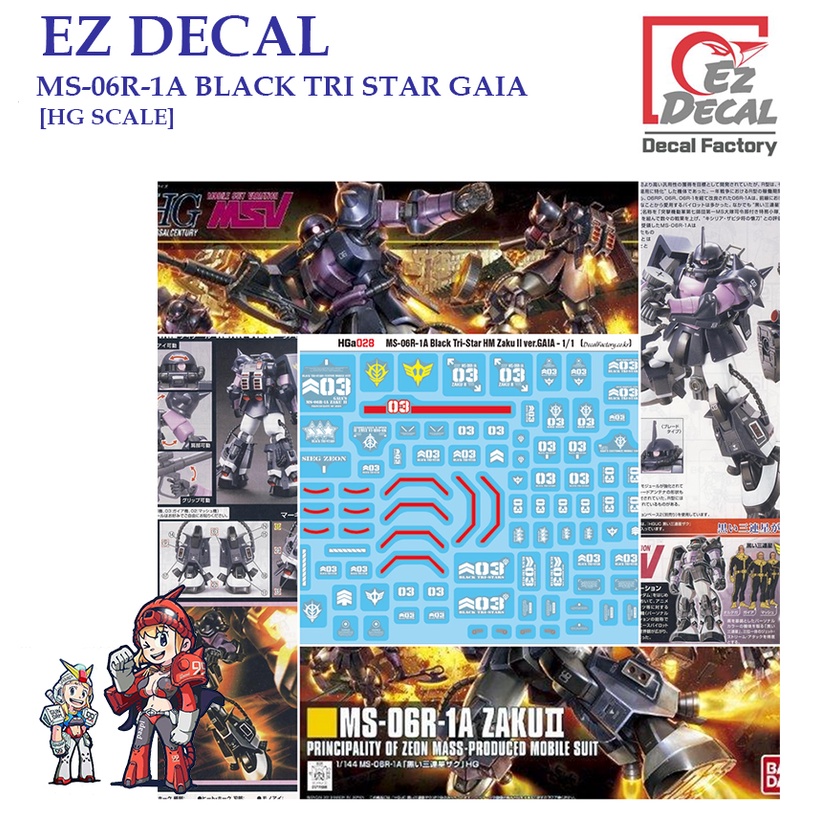 ดีคอลน้ำ [EZ DECAL] O 02 MS-06R-1A BLACK TRI STAR GAIA [HG SCALE] PRE ...