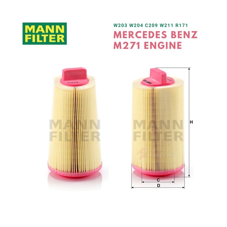 กรองอากาศ Mannfilter Mercedes Benz M271 (w203 w204 w211 w212 r171 ...