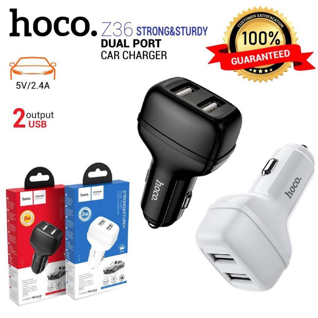 Hoco car charger Z36 5V/2.4A อุปกรณ์ชาร์จแบตในรถยนต์ | Shopee Thailand