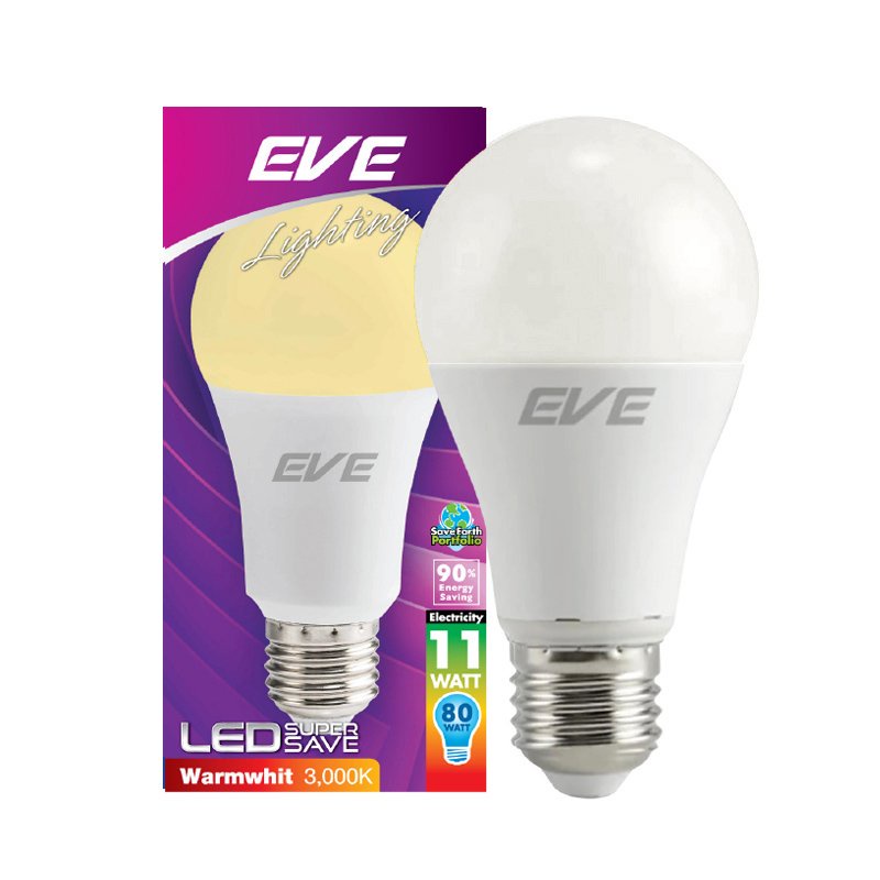 Chaixing Home หลอดไฟ LED 11 วัตต์ Warm White EVE LIGHTING รุ่น SUPER SAVE A60 E27 | Shopee Thailand