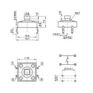 สวิทช์ ปุ่มกด ไมโครสวิทช์ กดติด-ปล่อยดับ DIP Push Button Switch 12x12x7 ...