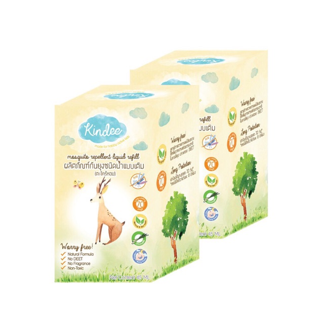 kindee แพ็คคู่ รีฟิวชนิดเติม (ผลิตภัณฑ์กันยุงกลิ่นตะใคร้) ไม่รวมเครื่อง | Shopee Thailand