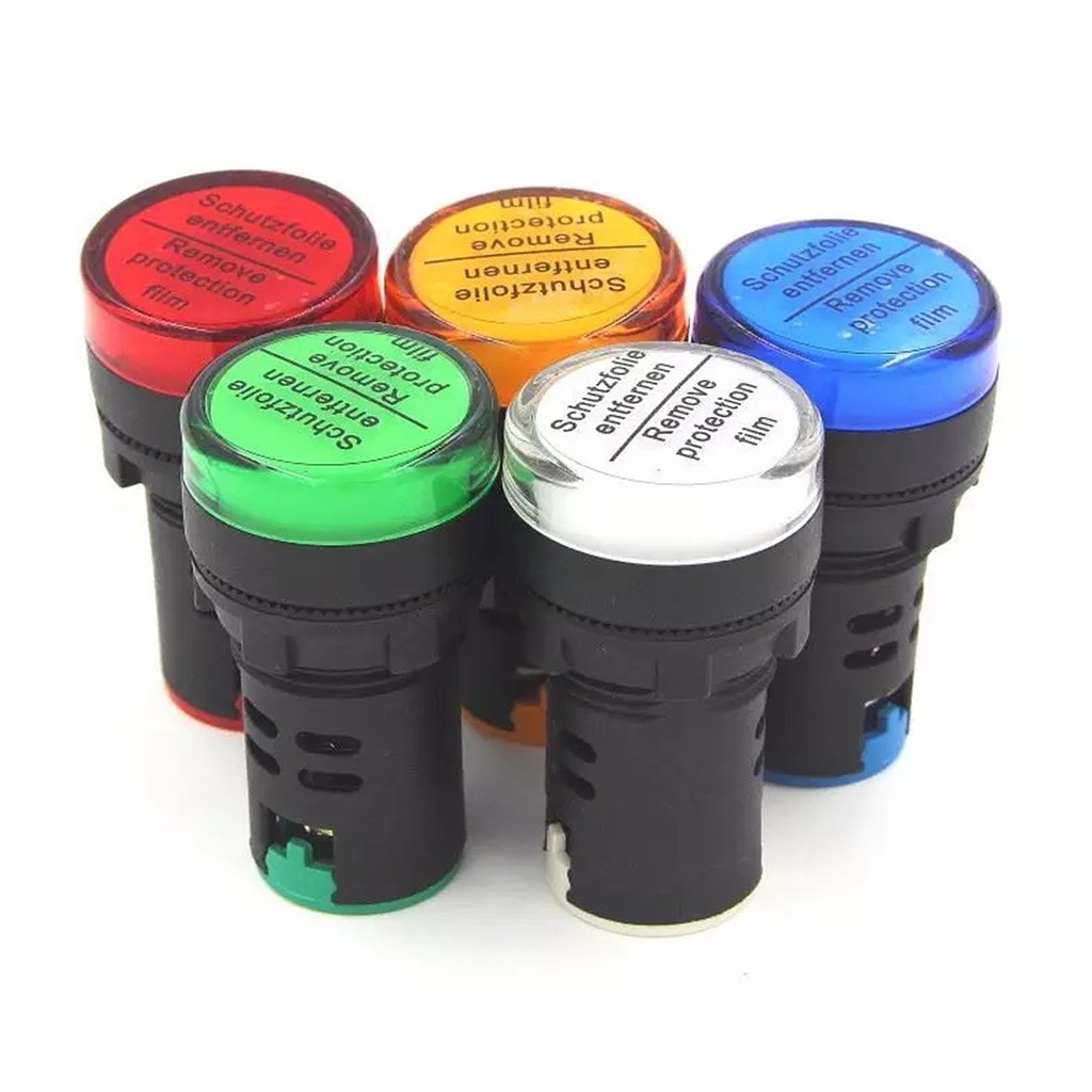 Pilot lamp LED 22mm 220VAC แลมป์ 12VDC 24VDC 380V ไพล็อทแลมป์ ขนาด 22 ...