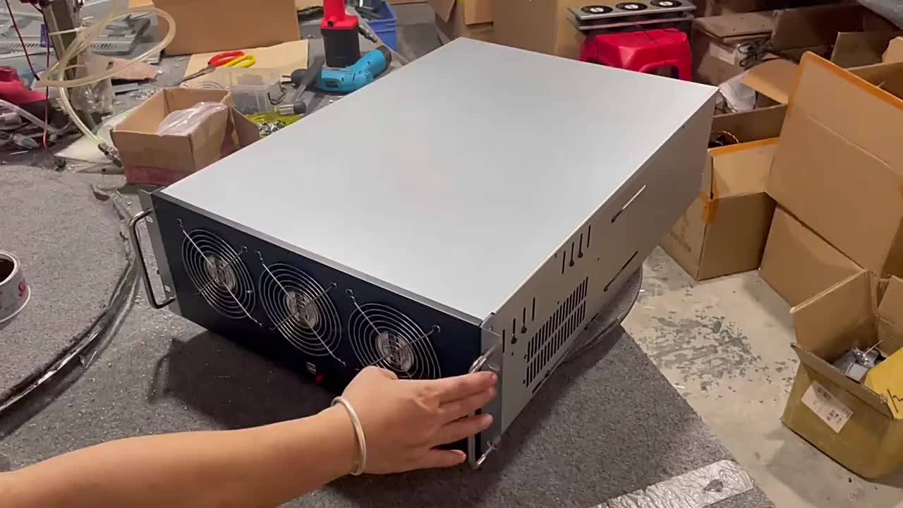 คอมพิวเตอร์ 6/8 GPU Miner Mining Rig Metal Case Computer ETH/ETC/ZEC ...