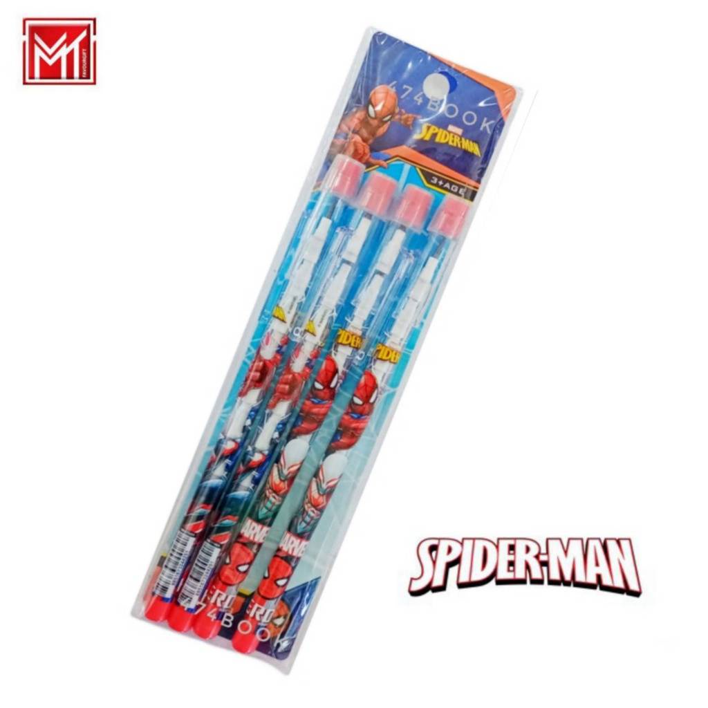 ดินสอต่อไส้ แพค 4 ด้าม ดินสอ เกรด HB ลาย Avengers Spider-Man Ben10 และ ...