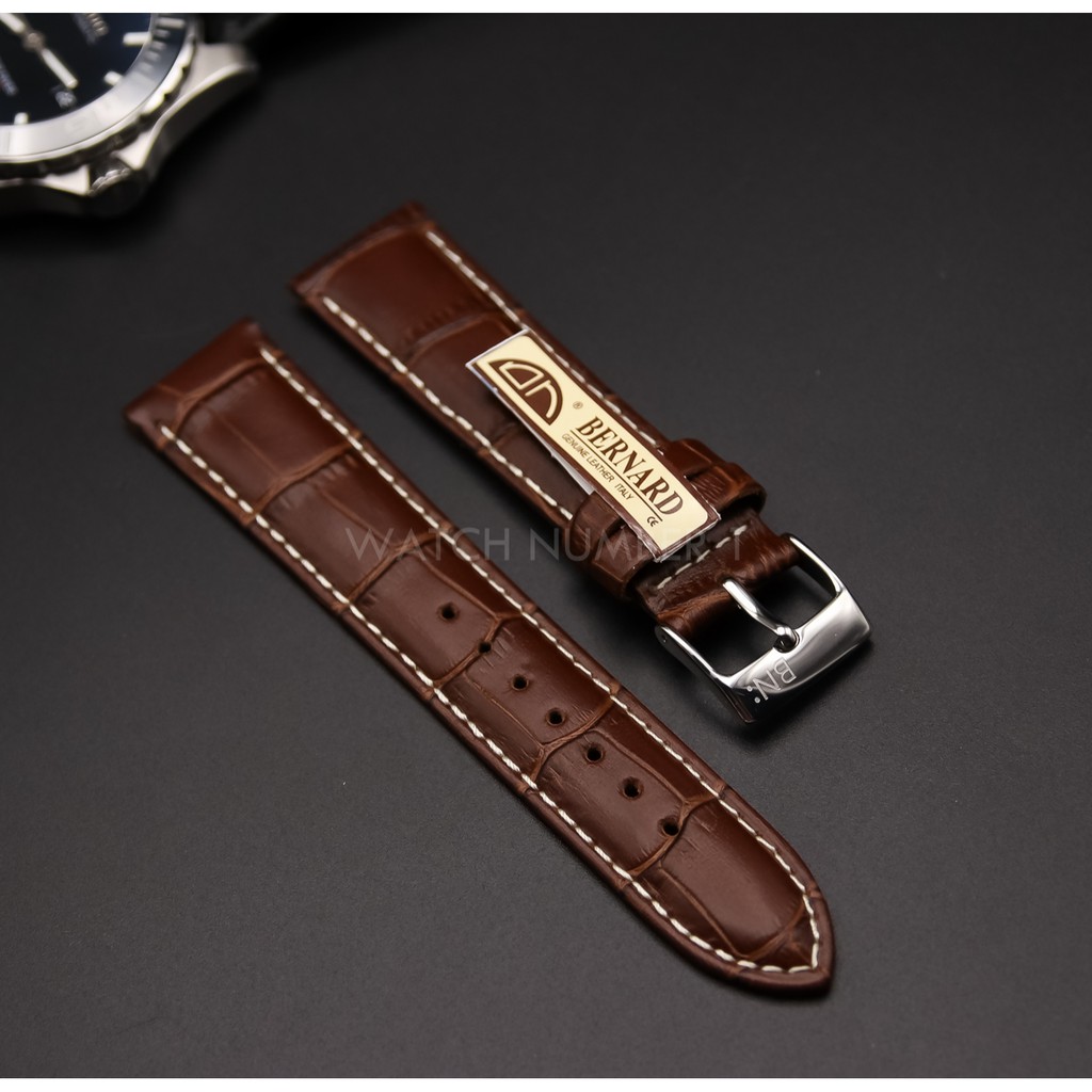 สายนาฬิกาหนังแท้ BERNARD + Spring Bar จากประเทศอีตาลี เย็บด้ายสีขาว ...