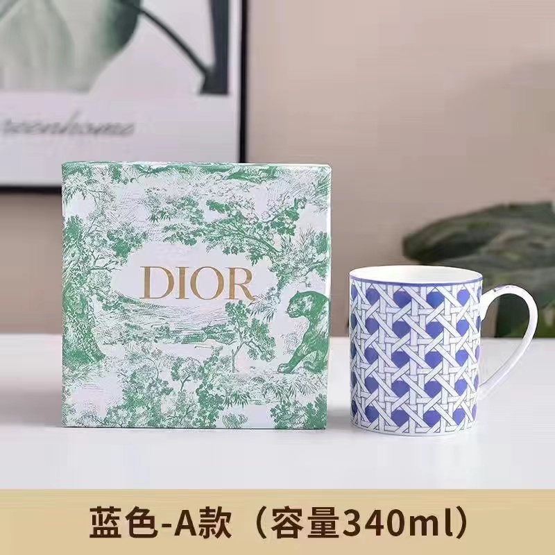 Dior mug bone china home breakfast cup couple coffee milk cup gift box ...