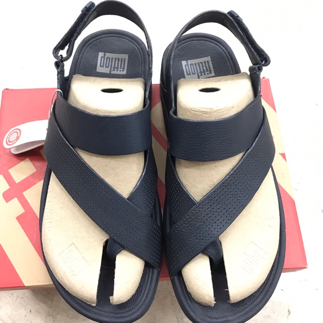รองเท้า Fitflop Sling perf mens leather sandal Midnight Navy | Shopee ...