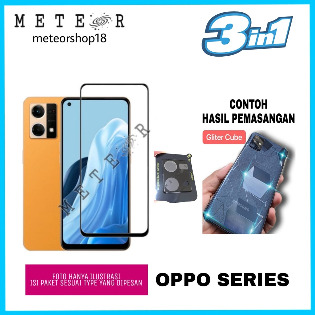 3 IN 1 ฟิล์มกระจกนิรภัยกันรอยขีดข่วน สําหรับ OPPO RENO 8Z 8 7Z 7 Z 6 4G 5G 5 4 A76 A74 A54 ...