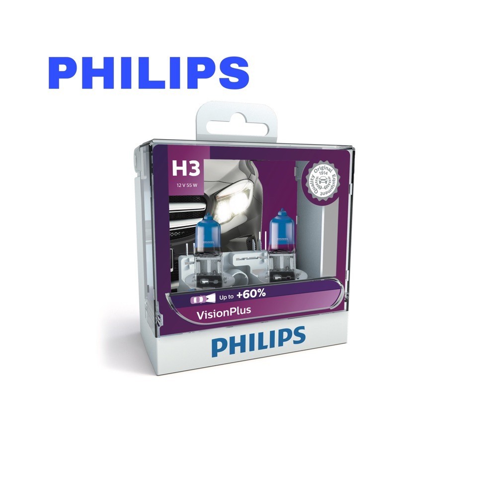 PHILIPS Vision Plus +60% ขั้ว H1 H3 H4 H7 H11 HB3 HB4 รับประกัน 6 เดือน ...