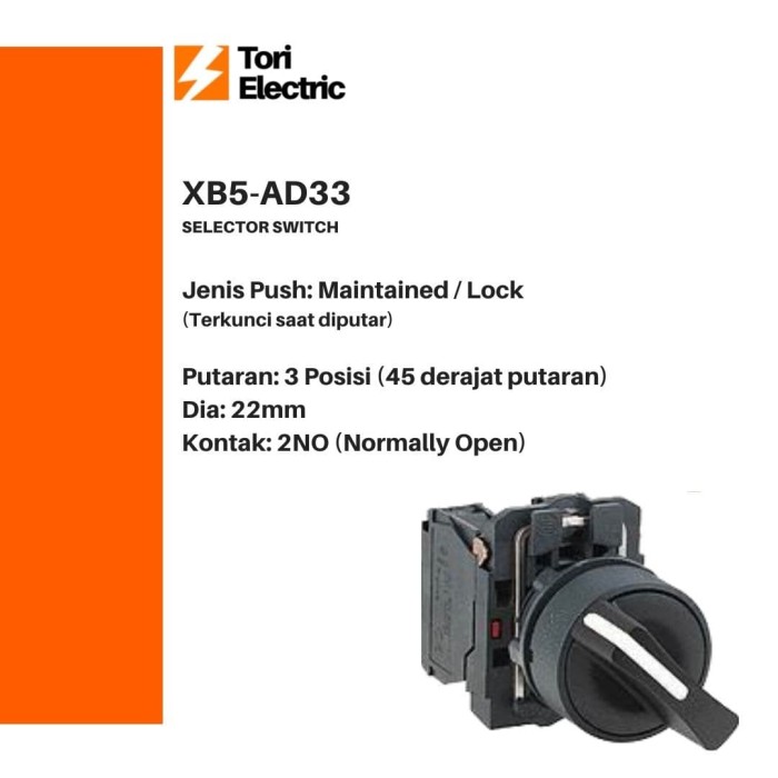 Shemsco XB5-AD33 สวิตช์เลือก 22 มม. 3 ตําแหน่ง 3P Lock Schneider | Shopee Thailand