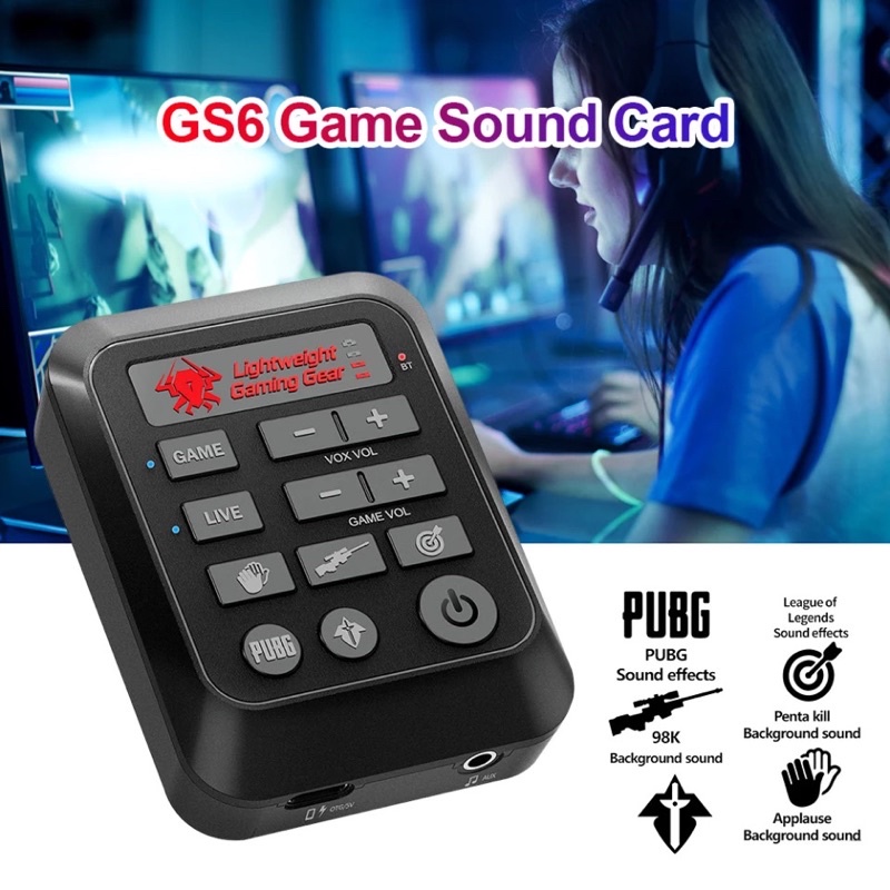 GS6เกมเสียงสดการ์ดผสมสตรีมมิ่ง DSP เกมเครื่องขยายเสียงสำหรับ PC PUBG ...