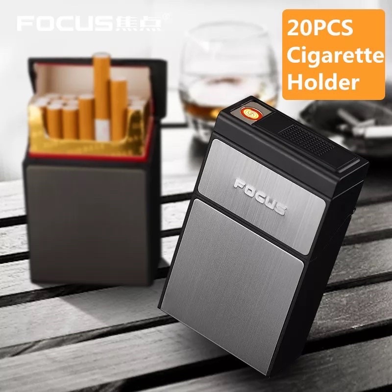 FOCUS 2in1 รุ่นYH048 กล่องใส่บุหรี่+ไฟแช็ก ชาร์จไฟด้วยสายUSB (แถมสายUSB) | Shopee Thailand