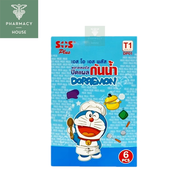SOS Plus Doraemon 6 แผ่น พลาสเตอร์ปิดแผล (ลายโดเรมอน) | Shopee Thailand