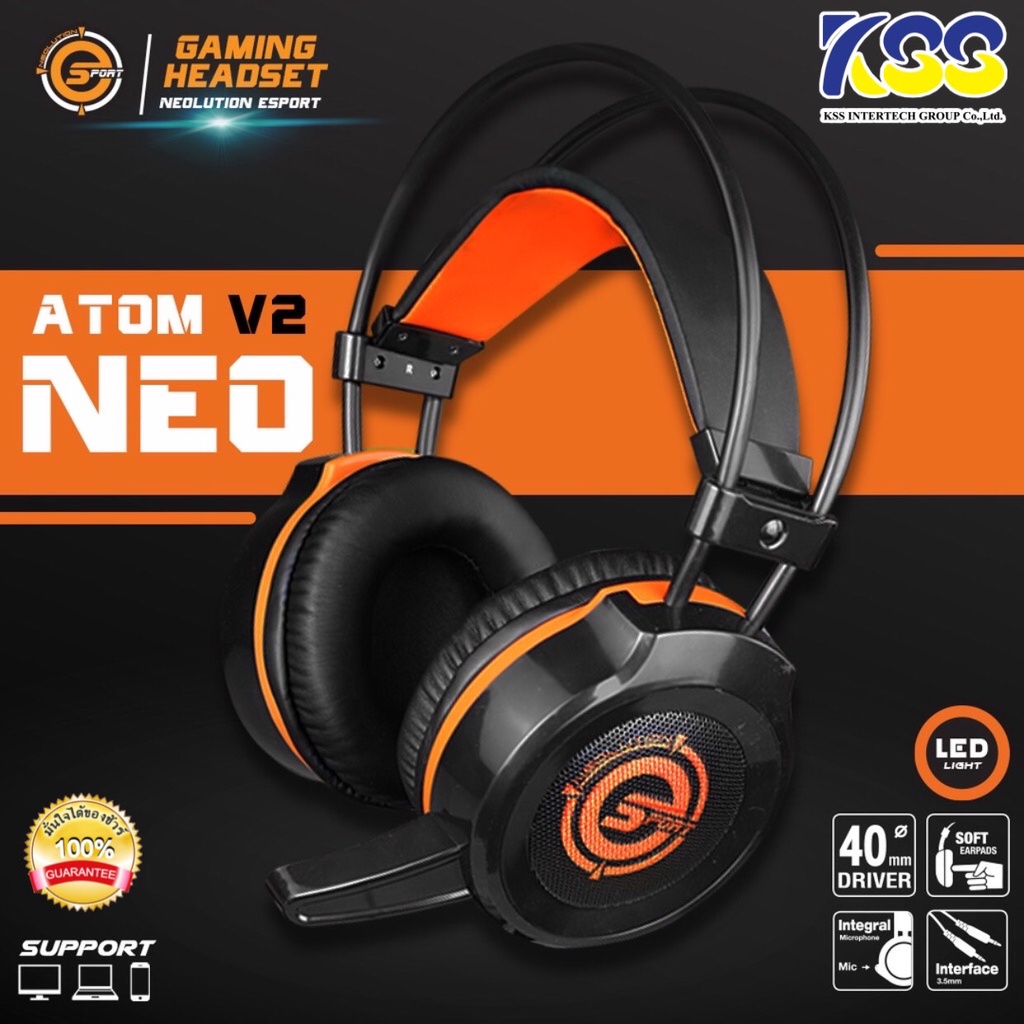 06.06 หูฟัง Neolution E-Sport Gaming Headset ATOM V2 Black ใช้ได้กับPC ...