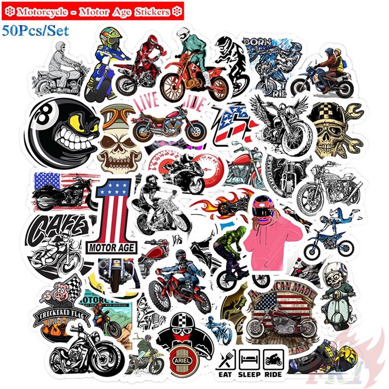 Motorcycle - Motor Age สติ๊กเกอร์ 50Pcs/Set Cool DIY Decals Doodle ...