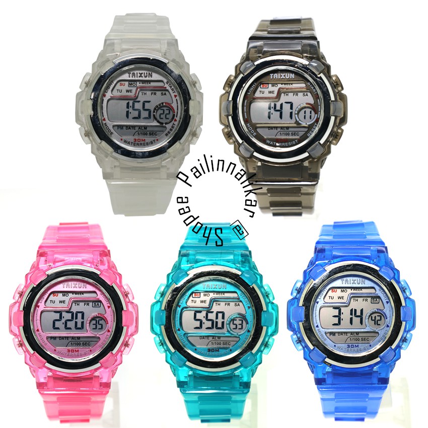 TAIXUN Watch : B นาฬิกาข้อมือผู้หญิงและเด็ก ทรงกลม ตัวเรือนพลาสติกใส ...