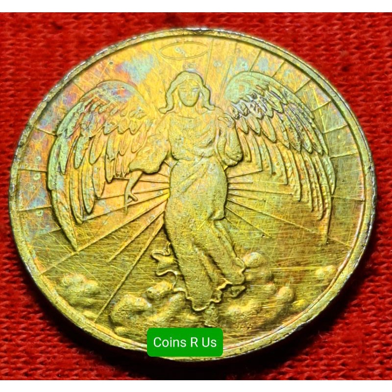 เหรียญต่างประเทศ สีทองToken Guardien Angel Religious ขนาด 25 มม. ผ่าน ...